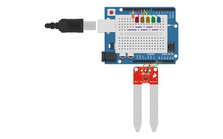 Circuit design soil moisture - Tinkercad