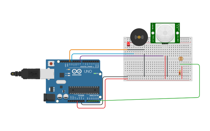 Circuit design Security system using arduino - Tinkercad