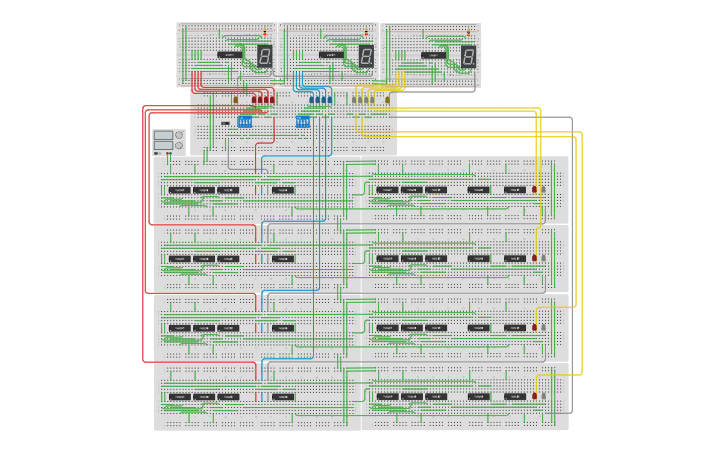 Circuit design 4-bit sync summator - Tinkercad