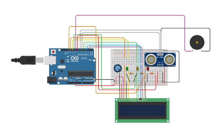 Circuit design Ultrasonic(Project) - Tinkercad