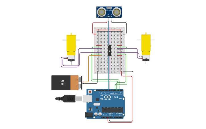 Circuit design Obstacle avoiding robot (Hafizul Imran) - Tinkercad
