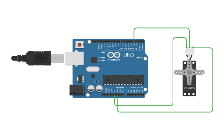 Circuit design Servo motor - Tinkercad
