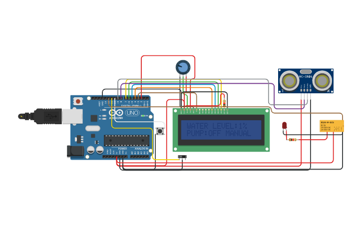 Circuit design Automatic Water Level Controller - Tinkercad