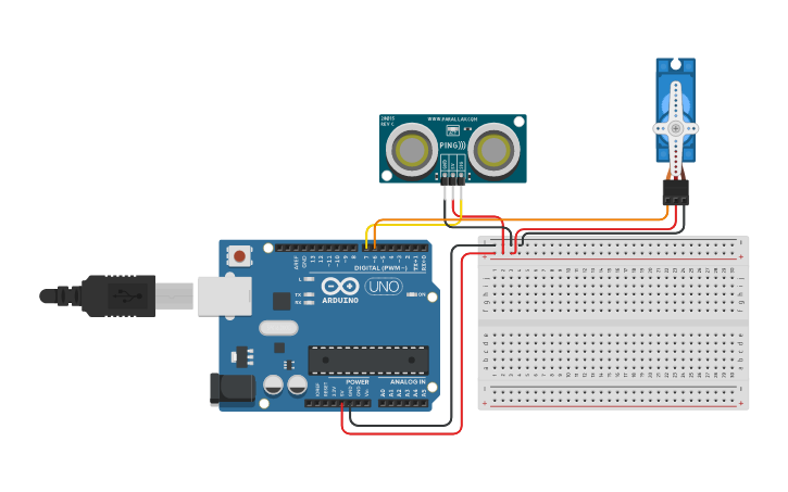 Circuit design Smart Door Open and Close System - Tinkercad