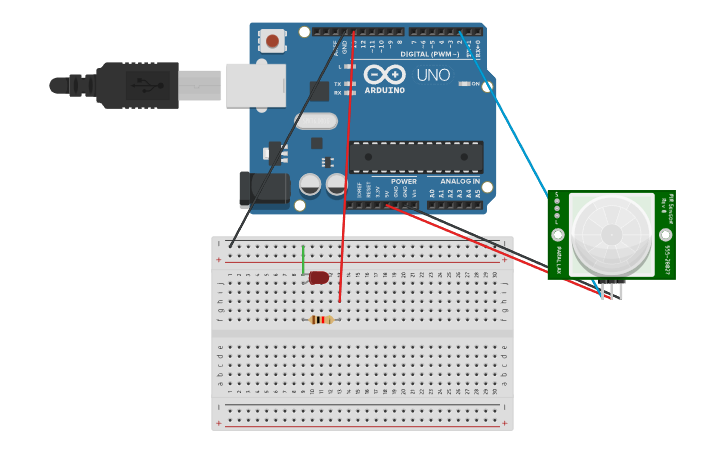 Circuit design task 3 human detected - Tinkercad
