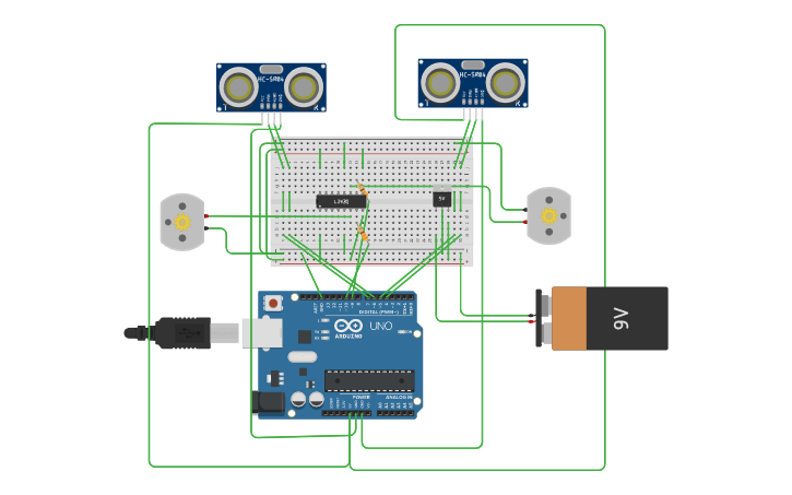 Circuit design Obstacle avoidance - Tinkercad