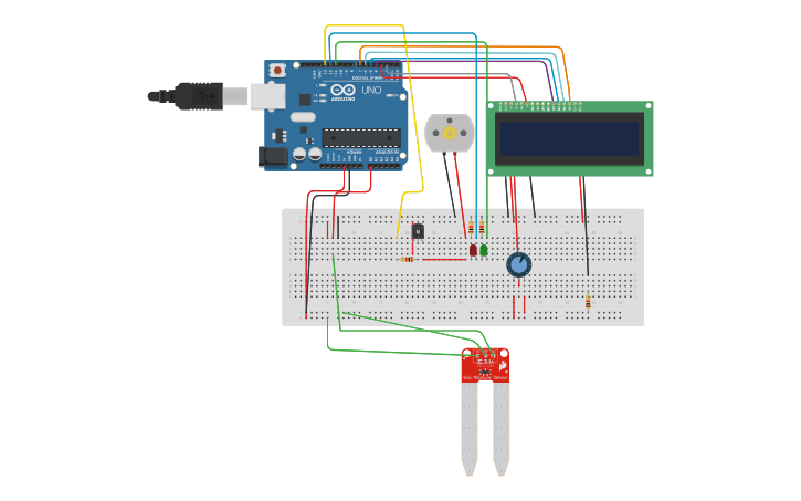 Circuit design soil moisture - Tinkercad