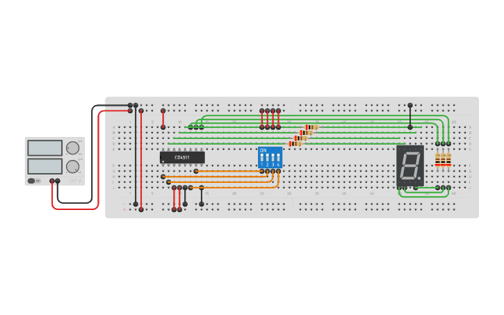 Circuit design BCD to 7 Segment Display Decoder - Tinkercad