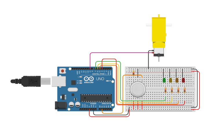 Circuit design Sensor Gas - Tinkercad