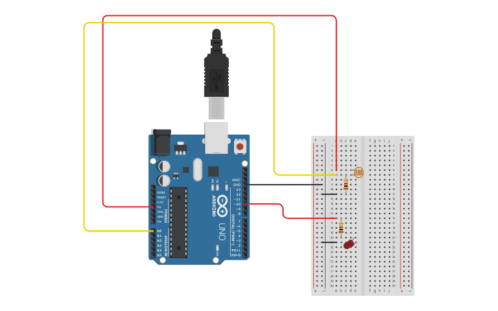 Circuit design Copy of LDR Sensor | Tinkercad