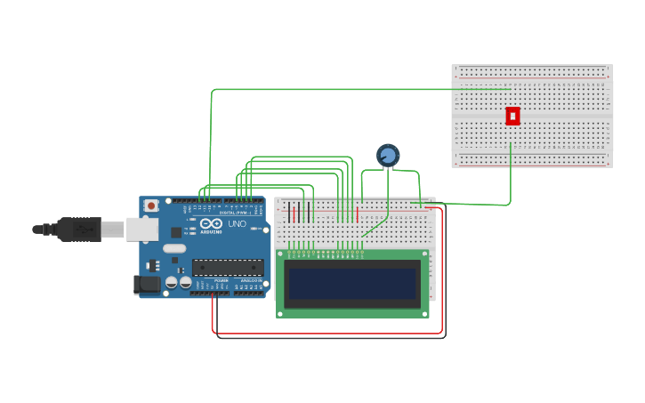 Circuit design LCD push - Tinkercad