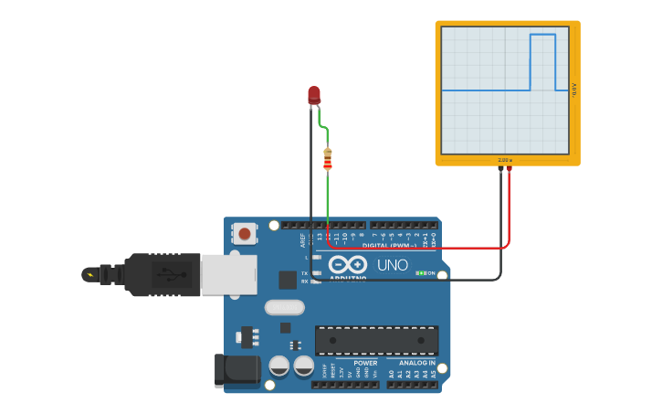 Circuit design on-chip timer Arduino UNO - Tinkercad