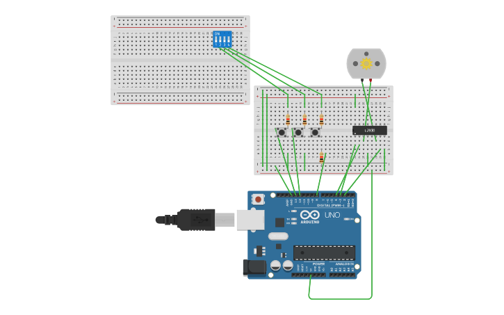Circuit design Ascensor con motor de corriente continua - Tinkercad