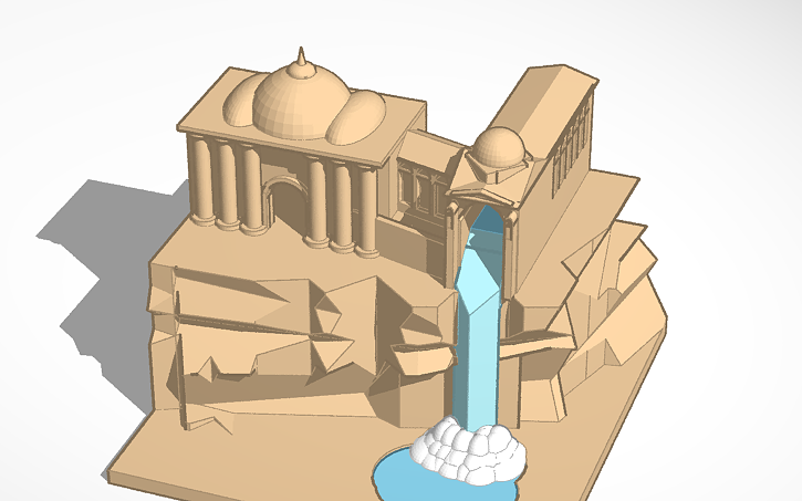 3D design waterfall utopia - Tinkercad