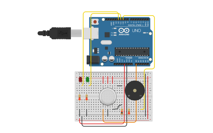 Circuit design C. Gas Detection - Tinkercad