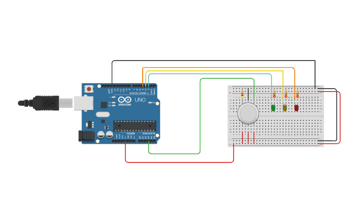 Circuit design Sensore Gas | Tinkercad