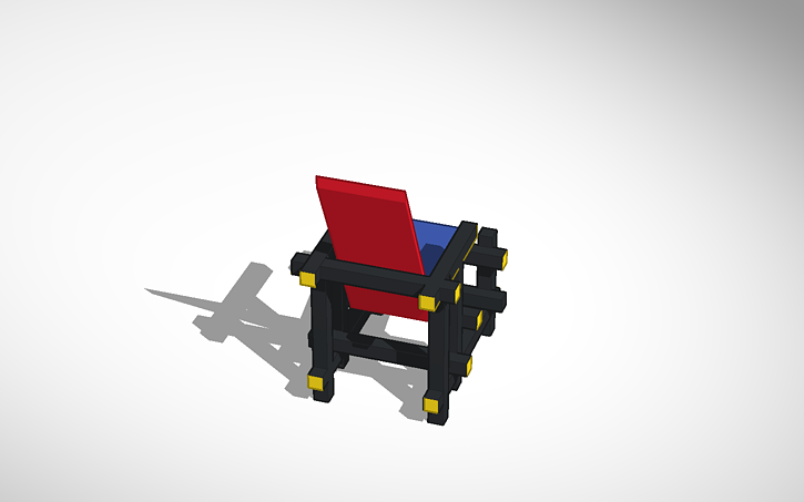 3D design Rietveld's Red Blue Chair (De Stijl- Mondrian) - Tinkercad