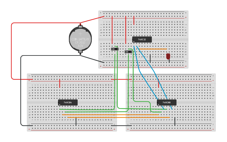 Circuit design Copy of Puertas OR - integrado 7432 | Tinkercad