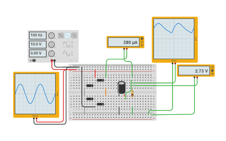 Circuit Design Full Wave Rectifier Tinkercad