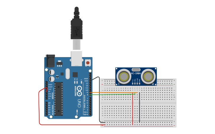 Circuit design LABWORK 2 ULTRASONIC SENSOR | Tinkercad
