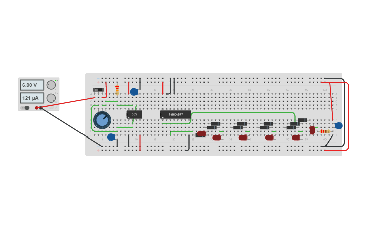 Circuit design Knight rider on bread board nm | Tinkercad
