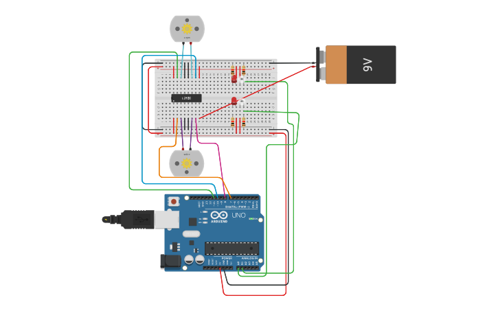 Circuit design Seguidor de linea analogico | Tinkercad