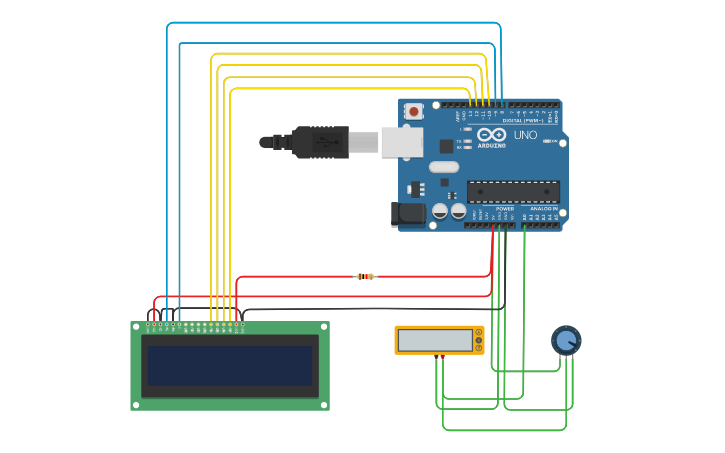 Circuit design Calibração de potenciômetro com LCD - Tinkercad