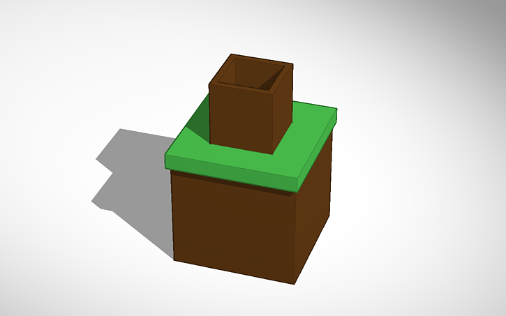 3D design Grass Block with a Flower Pot - Tinkercad