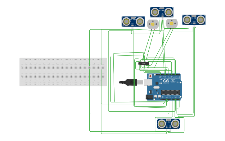 Circuit design Copy of Final obstacle detection - Tinkercad