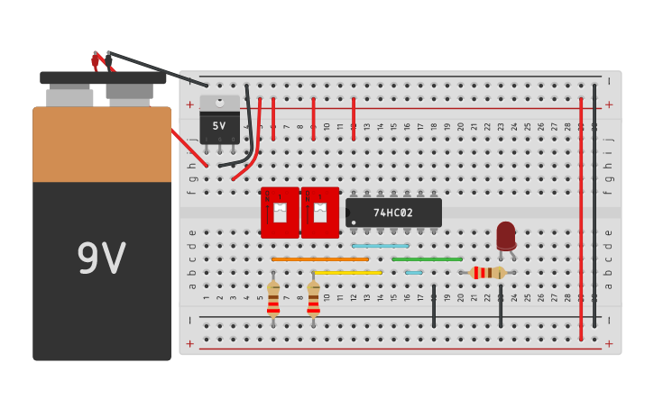 Circuit design Or Gate (Nor) - Tinkercad