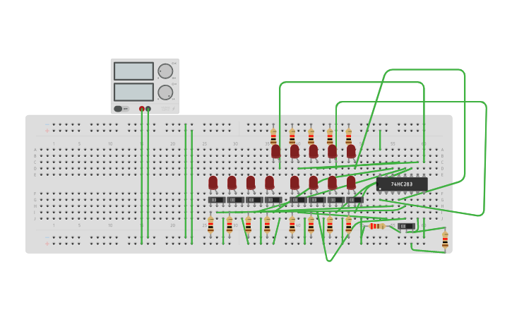 Circuit design Electronic_4_Bit_Adder_74HC283_4_Period - Tinkercad