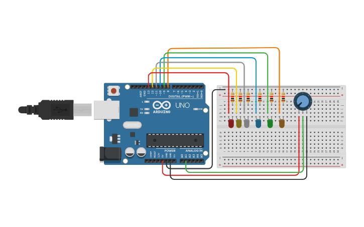 Circuit design Arduino+in-analog+out-dig | Tinkercad