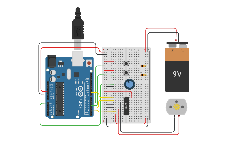 Circuit design DC Motor - Tinkercad