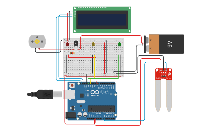 Circuit design Soil Moisture Sensor - Tinkercad