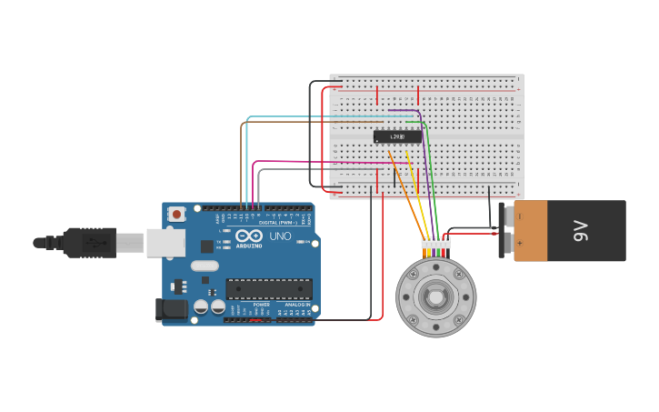 Circuit design Motor Stepper - Tinkercad
