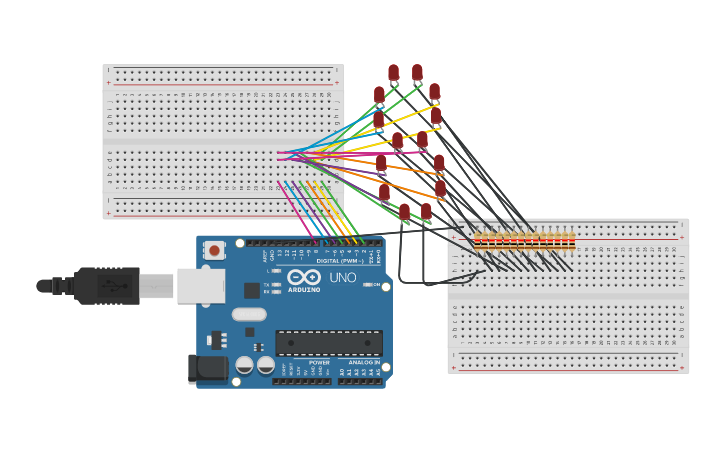Circuit design 7 Segment LED Display - Tinkercad