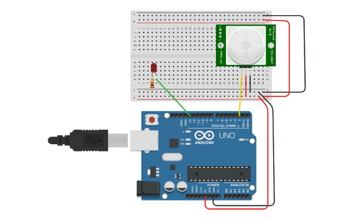 Circuit design PIR sensor - Tinkercad