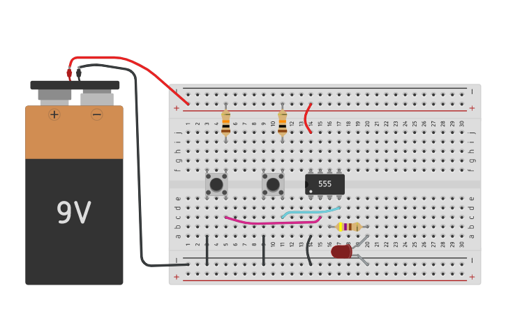 Circuit design 555 Bistable Switch Trig/Reset - Tinkercad