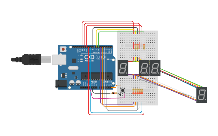 Circuit design 7-Segment 4-Digit LED Display Counter - Tinkercad
