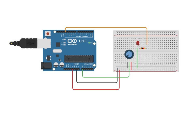 Circuit design potenciometro | Tinkercad
