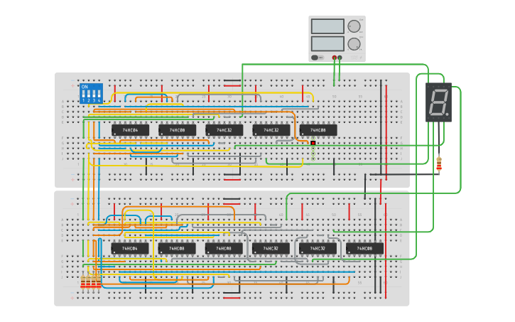 Circuit design 7segmentos - Tinkercad