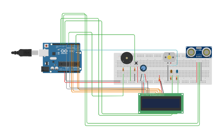 Circuit Design Cảnh Báo Vật Cản Nhóm 4 Tinkercad