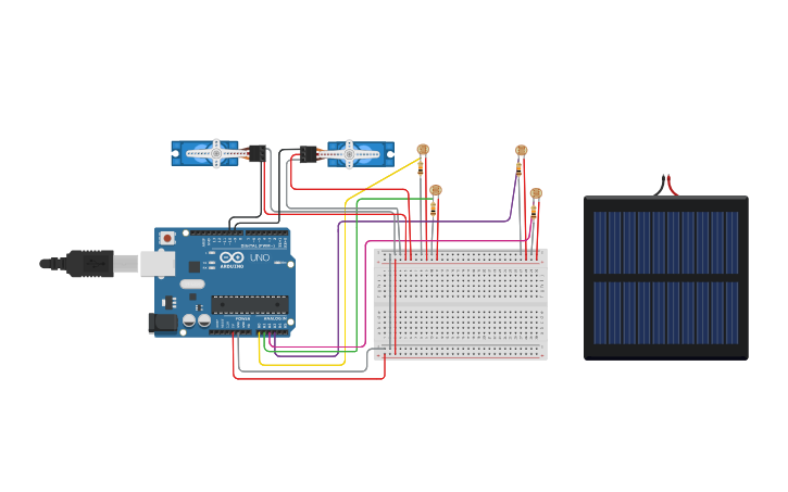 Circuit design Rotating Solar Panel - Tinkercad