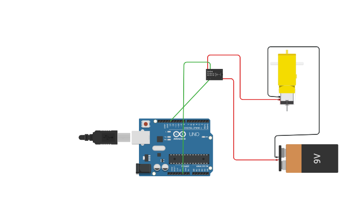 Circuit design Motor with Relay - Tinkercad
