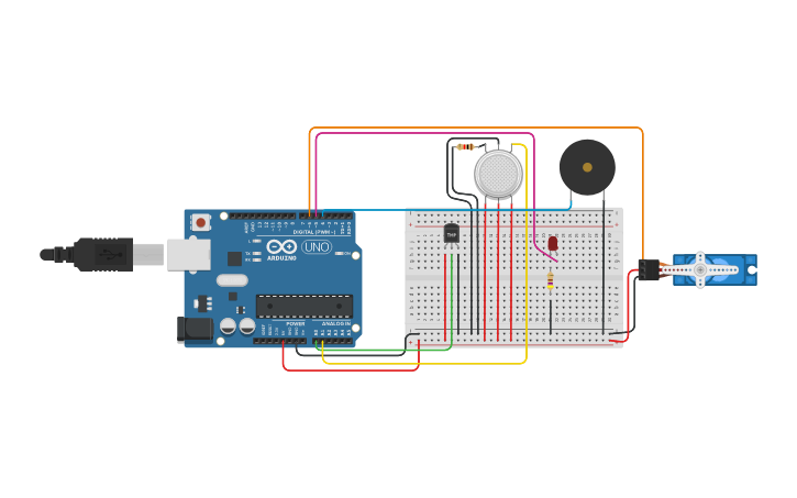 Circuit design Fire Alarm - Tinkercad