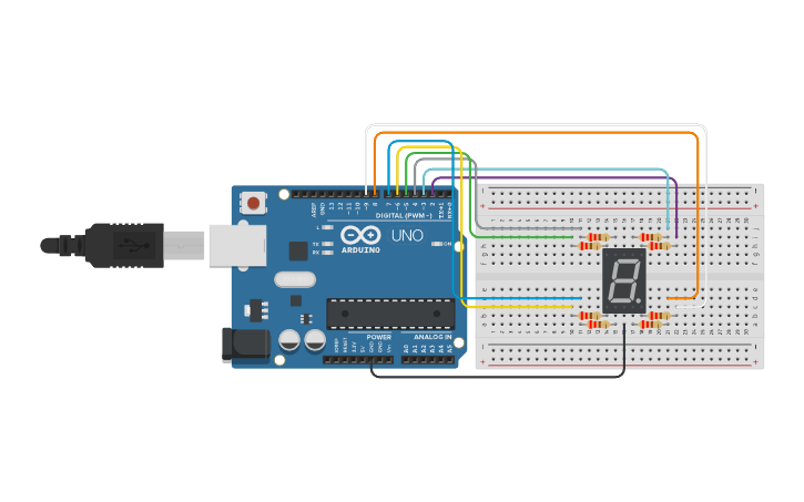 Circuit design arduino seven segment - Tinkercad