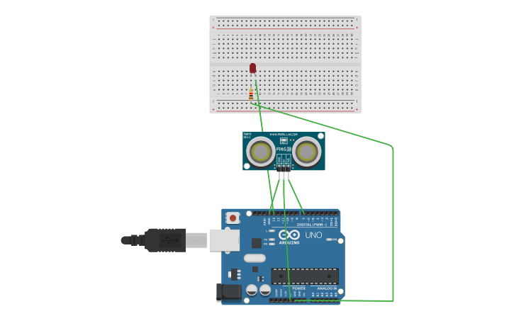 Circuit design ULTRASONIC SENSOR_14200719033_A3 - Tinkercad