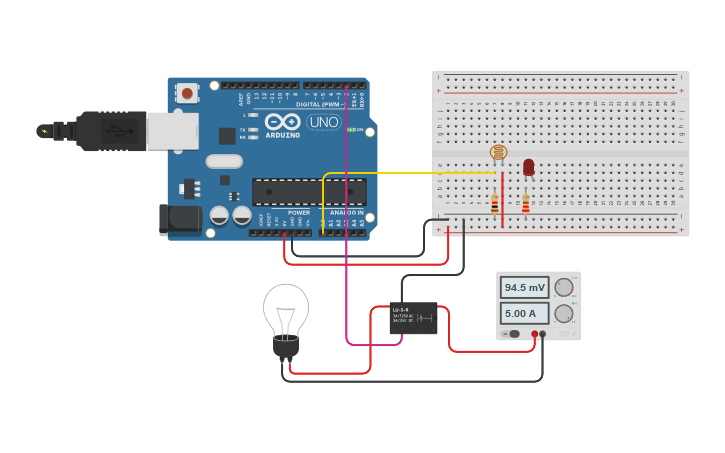 Circuit design Luces automaticas | Tinkercad