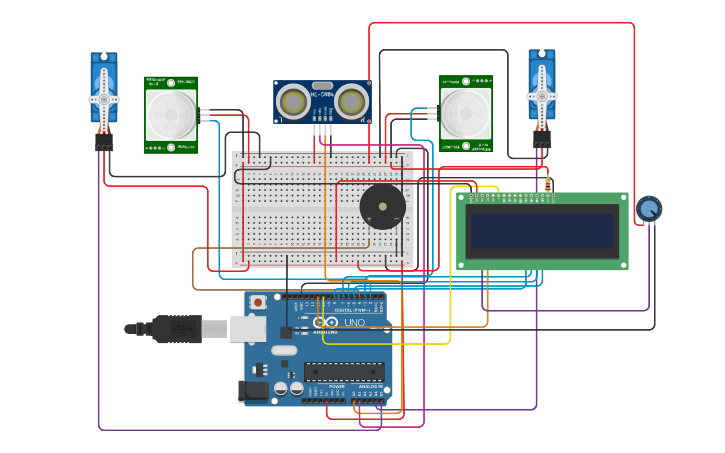 Circuit design SMART PARKING SYSTEM - Tinkercad