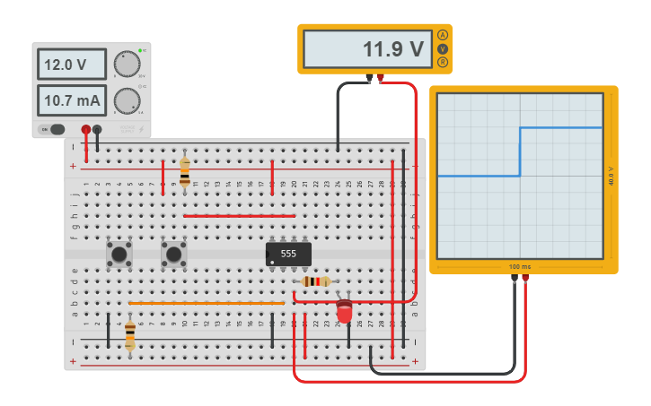 Circuit design Multivibrador Biestable CI555 Oliver - Tinkercad